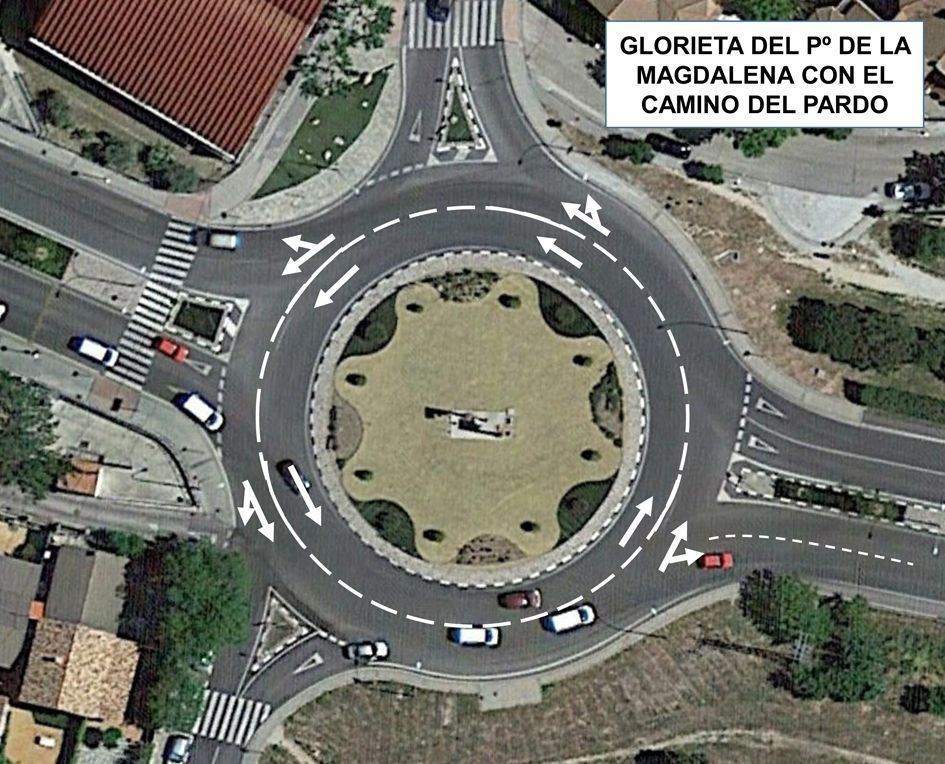 Marcas viales en las glorietas para aumentar la Seguridad del tráfico